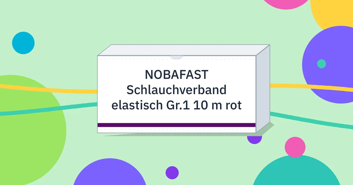 Symbolbild: Packung mit der Aufschrift NOBAFAST Schlauchverband elastisch Gr.1 10 m rot (PZN 11854515) – Verfügbarkeit und Bezug in Apotheken in Frankfurt am Main
