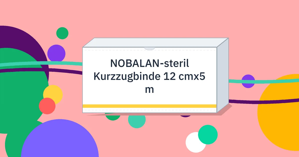 Symbolbild: Packung mit der Aufschrift NOBALAN-steril Kurzzugbinde 12 cmx5 m (PZN 08823735) – Verfügbarkeit und Bezug in Apotheken in Frankfurt am Main
