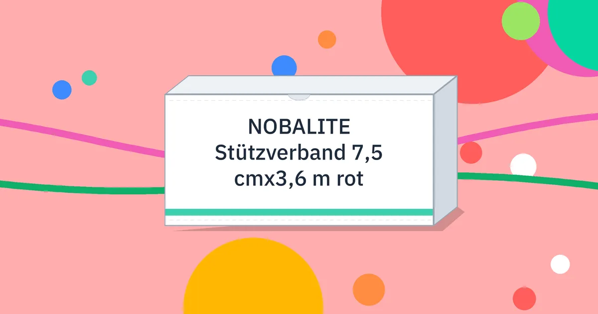 Symbolbild: Packung mit der Aufschrift NOBALITE Stützverband 7,5 cmx3,6 m rot (PZN 14293000) – Verfügbarkeit und Bezug in Apotheken in Frankfurt am Main