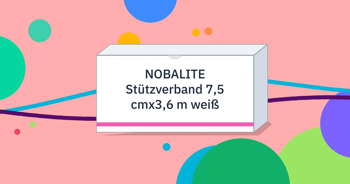 Symbolbild: Packung mit der Aufschrift NOBALITE Stützverband 7,5 cmx3,6 m weiß (PZN 07571869) – Verfügbarkeit und Bezug in Apotheken in Frankfurt am Main