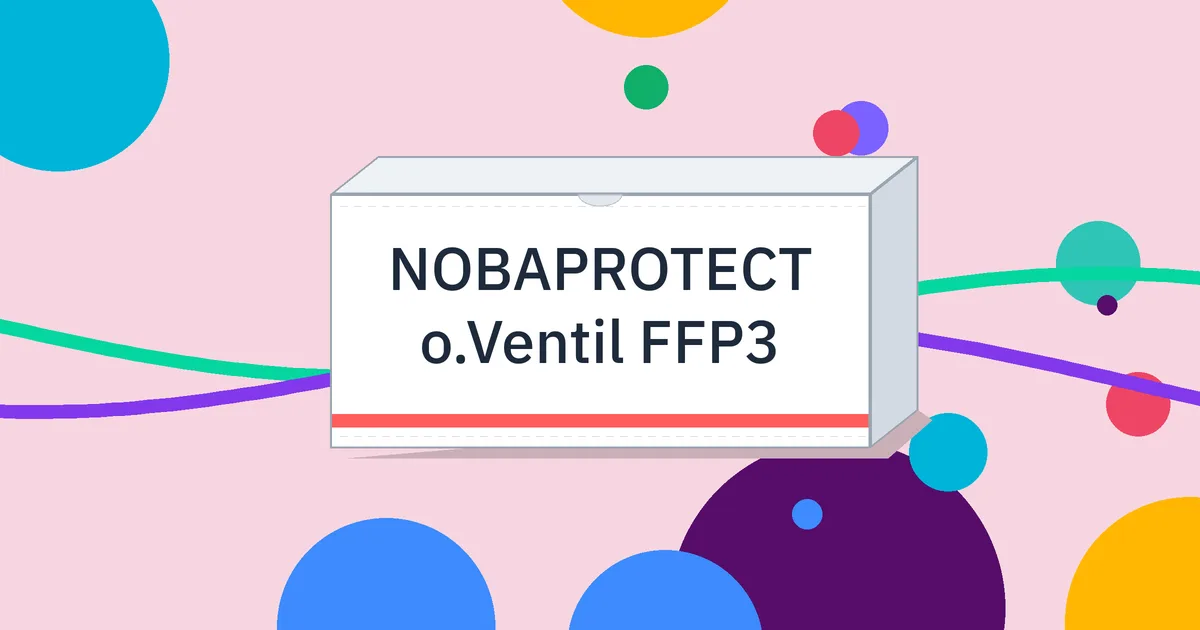 Symbolbild: Packung mit der Aufschrift NOBAPROTECT o.Ventil FFP3 (PZN 16259390) – Verfügbarkeit und Bezug in Apotheken in Frankfurt am Main
