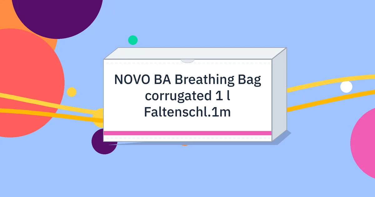 Symbolbild: Packung mit der Aufschrift NOVO BA Breathing Bag corrugated 1 l Faltenschl.1m (PZN 18491033) – Verfügbarkeit und Bezug in Apotheken in Frankfurt am Main