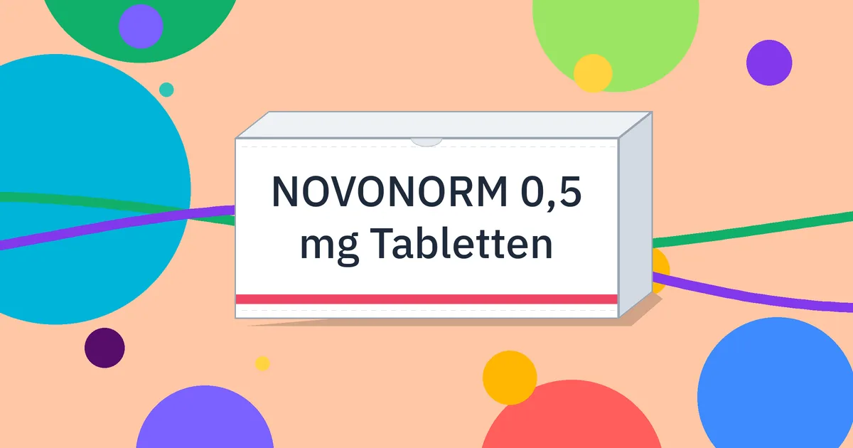 Symbolbild: Packung mit der Aufschrift NOVONORM 0,5 mg Tabletten (PZN 01510884) – Verfügbarkeit und Bezug in Apotheken in Frankfurt am Main