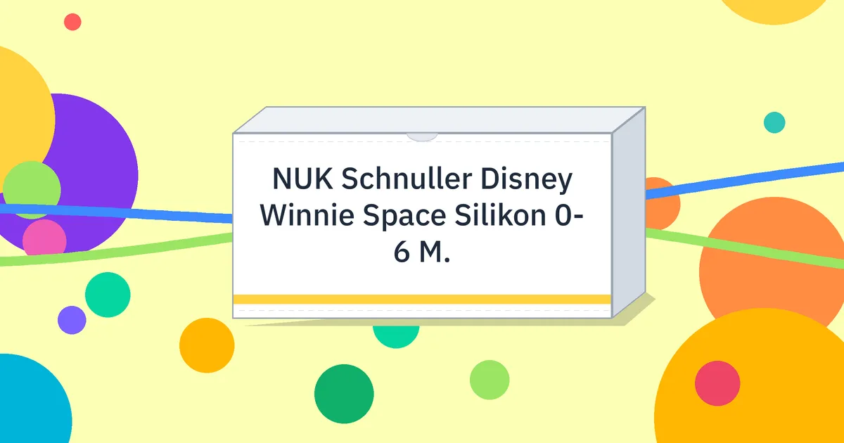 Symbolbild: Packung mit der Aufschrift NUK Schnuller Disney Winnie Space Silikon 0-6 M. (PZN 18664462) – Verfügbarkeit und Bezug in Apotheken in Frankfurt am Main