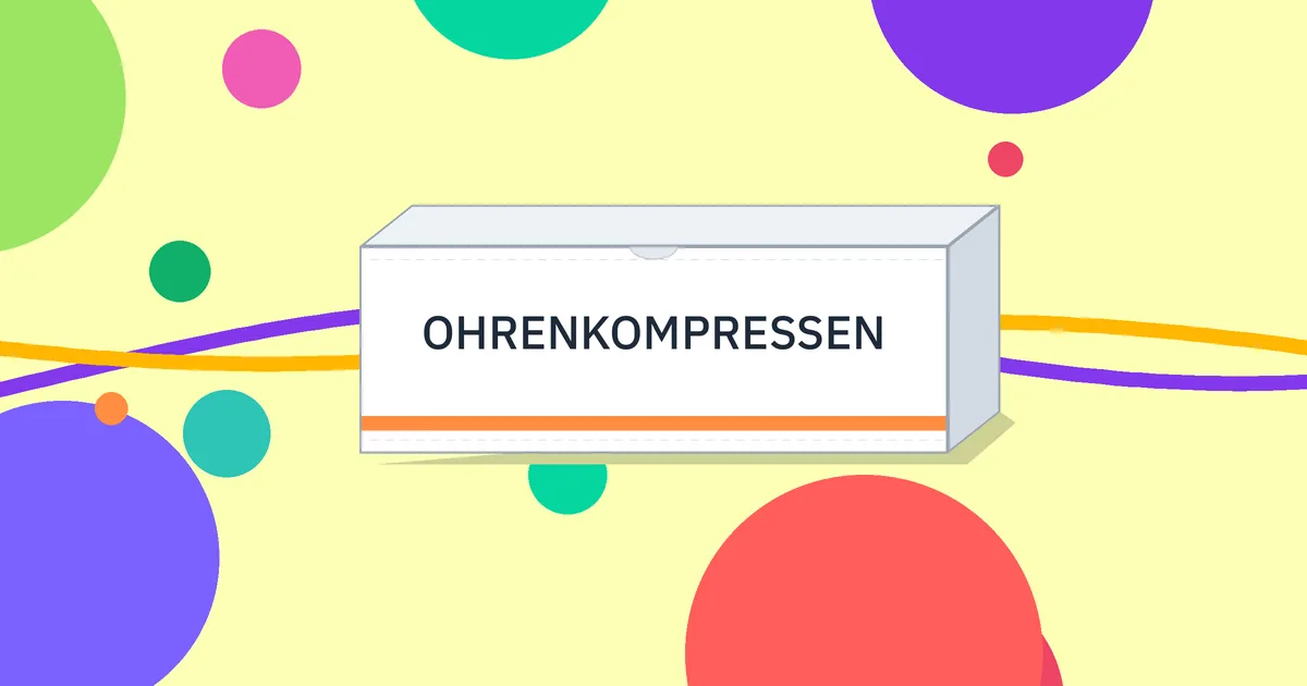Symbolbild: Packung mit der Aufschrift OHRENKOMPRESSEN (PZN 00033376) – Verfügbarkeit und Bezug in Apotheken in Frankfurt am Main