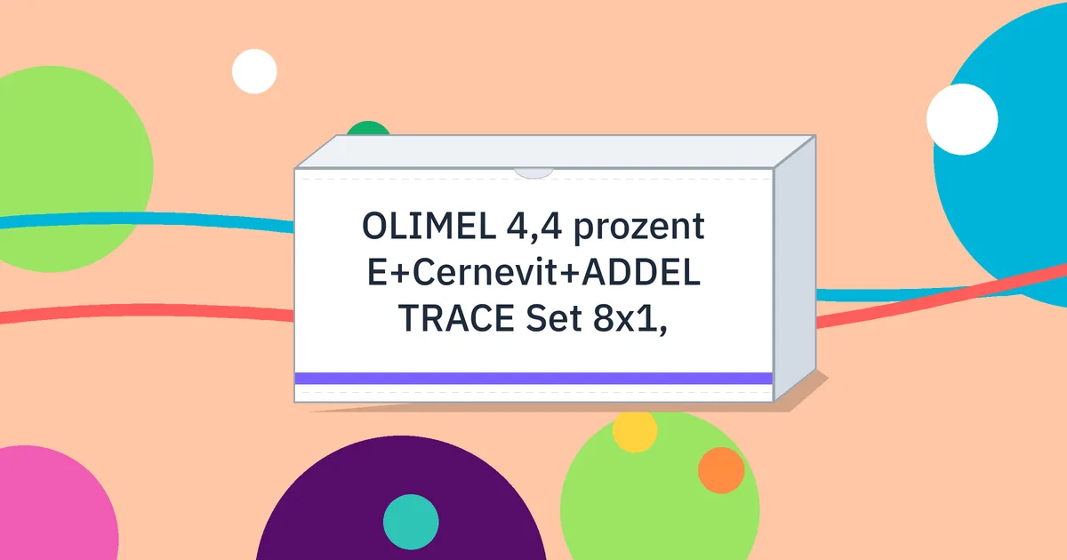 Symbolbild: Packung mit der Aufschrift OLIMEL 4,4 prozent E+Cernevit+ADDEL TRACE Set 8x1, (PZN 15308761) – Verfügbarkeit und Bezug in Apotheken in Frankfurt am Main