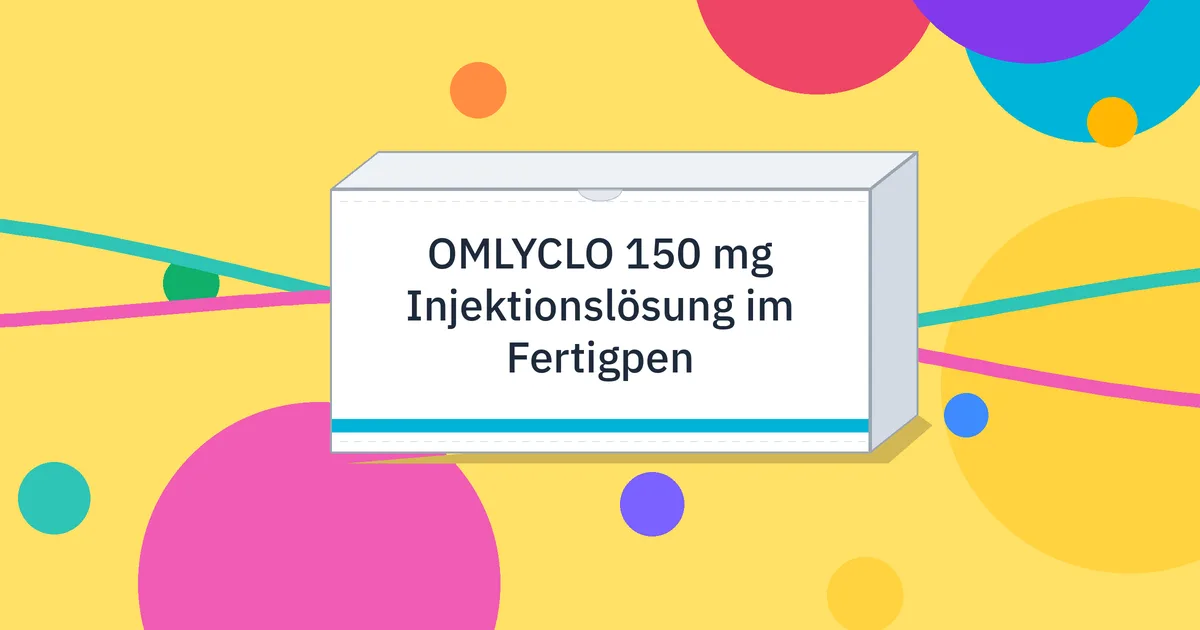 Symbolbild: Packung mit der Aufschrift OMLYCLO 150 mg Injektionslösung im Fertigpen (PZN 20313445) – Verfügbarkeit und Bezug in Apotheken in Frankfurt am Main