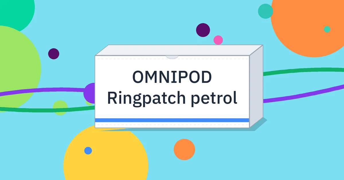 Symbolbild: Packung mit der Aufschrift OMNIPOD Ringpatch petrol (PZN 19865613) – Verfügbarkeit und Bezug in Apotheken in Frankfurt am Main