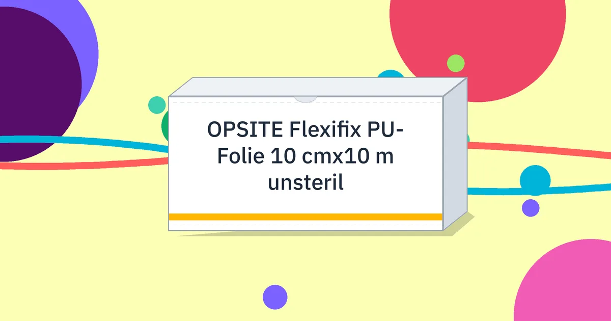 Symbolbild: Packung mit der Aufschrift OPSITE Flexifix PU-Folie 10 cmx10 m unsteril (PZN 16164979) – Verfügbarkeit und Bezug in Apotheken in Frankfurt am Main