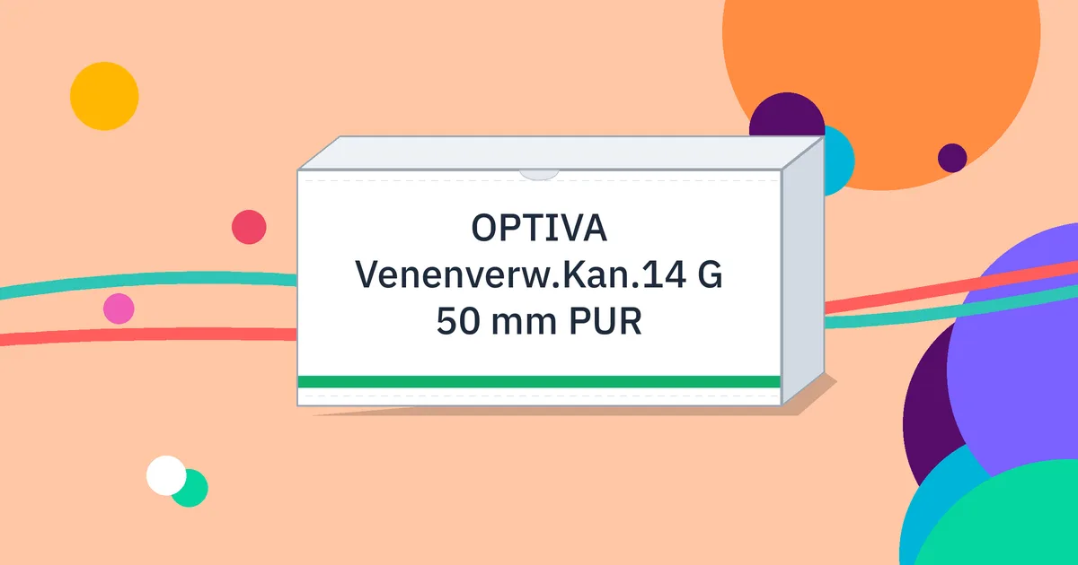 Symbolbild: Packung mit der Aufschrift OPTIVA Venenverw.Kan.14 G 50 mm PUR (PZN 00931454) – Verfügbarkeit und Bezug in Apotheken in Frankfurt am Main