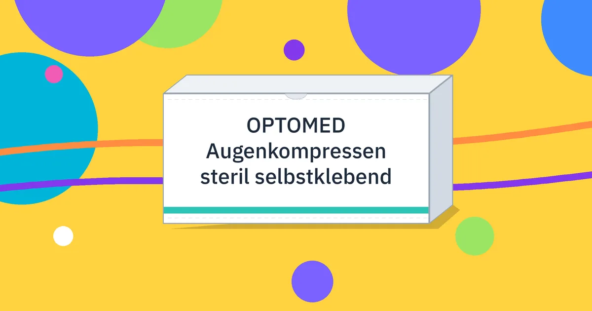 Symbolbild: Packung mit der Aufschrift OPTOMED Augenkompressen steril selbstklebend (PZN 20128618) – Verfügbarkeit und Bezug in Apotheken in Frankfurt am Main