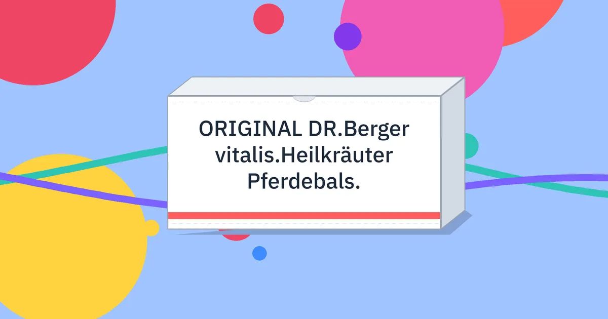 Symbolbild: Packung mit der Aufschrift ORIGINAL DR.Berger vitalis.Heilkräuter Pferdebals. (PZN 13705593) – Verfügbarkeit und Bezug in Apotheken in Frankfurt am Main
