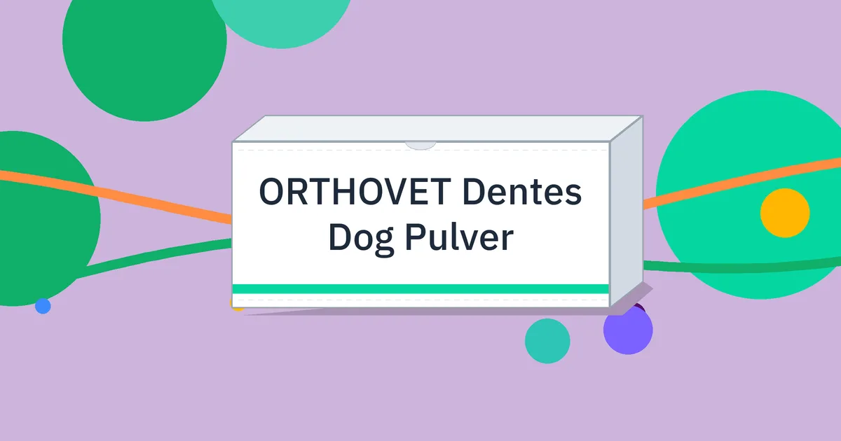 Symbolbild: Packung mit der Aufschrift ORTHOVET Dentes Dog Pulver (PZN 14320122) – Verfügbarkeit und Bezug in Apotheken in Frankfurt am Main