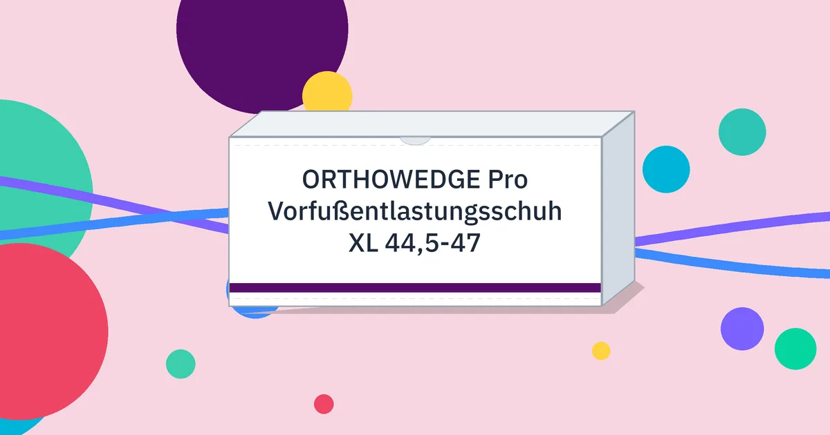 Symbolbild: Packung mit der Aufschrift ORTHOWEDGE Pro Vorfußentlastungsschuh XL 44,5-47 (PZN 20310748) – Verfügbarkeit und Bezug in Apotheken in Frankfurt am Main