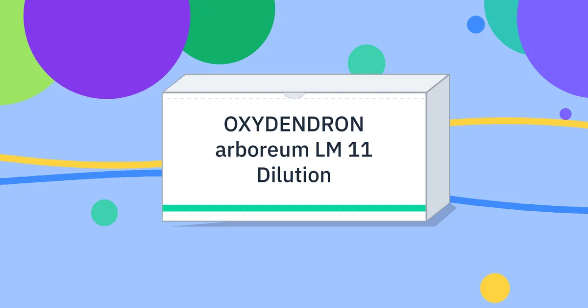 Symbolbild: Packung mit der Aufschrift OXYDENDRON arboreum LM 11 Dilution (PZN 13629395) – Verfügbarkeit und Bezug in Apotheken in Frankfurt am Main