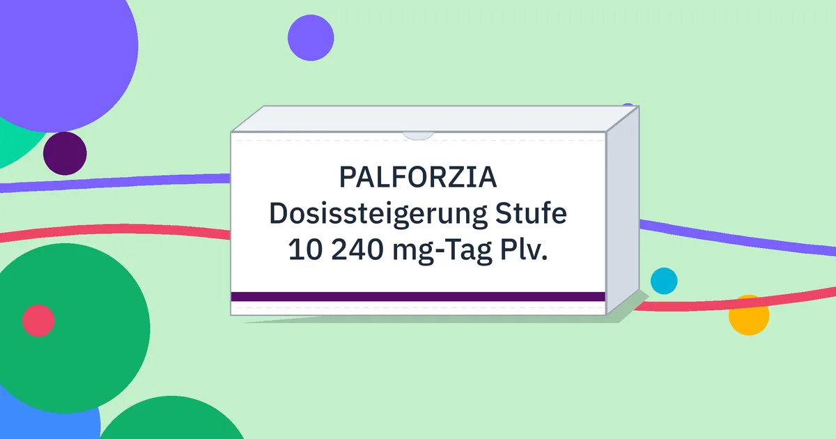 Symbolbild: Packung mit der Aufschrift PALFORZIA Dosissteigerung Stufe 10 240 mg-Tag Plv. (PZN 16903282) – Verfügbarkeit und Bezug in Apotheken in Frankfurt am Main
