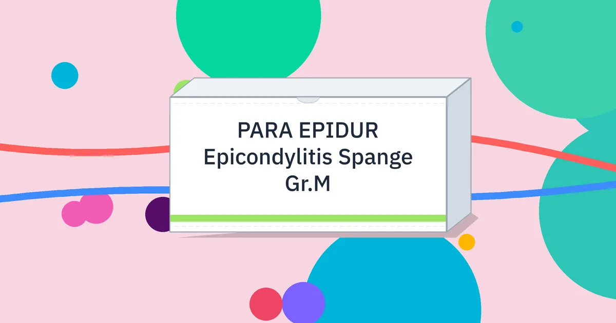 Symbolbild: Packung mit der Aufschrift PARA EPIDUR Epicondylitis Spange Gr.M (PZN 06986019) – Verfügbarkeit und Bezug in Apotheken in Frankfurt am Main