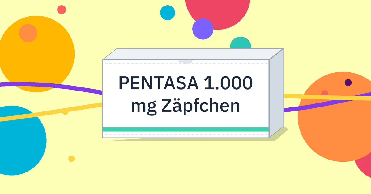 Symbolbild: Packung mit der Aufschrift PENTASA 1.000 mg Zäpfchen (PZN 09234337) – Verfügbarkeit und Bezug in Apotheken in Frankfurt am Main