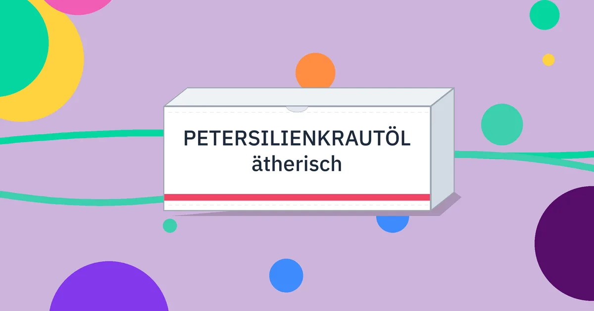 Symbolbild: Packung mit der Aufschrift PETERSILIENKRAUTÖL ätherisch (PZN 17157533) – Verfügbarkeit und Bezug in Apotheken in Frankfurt am Main