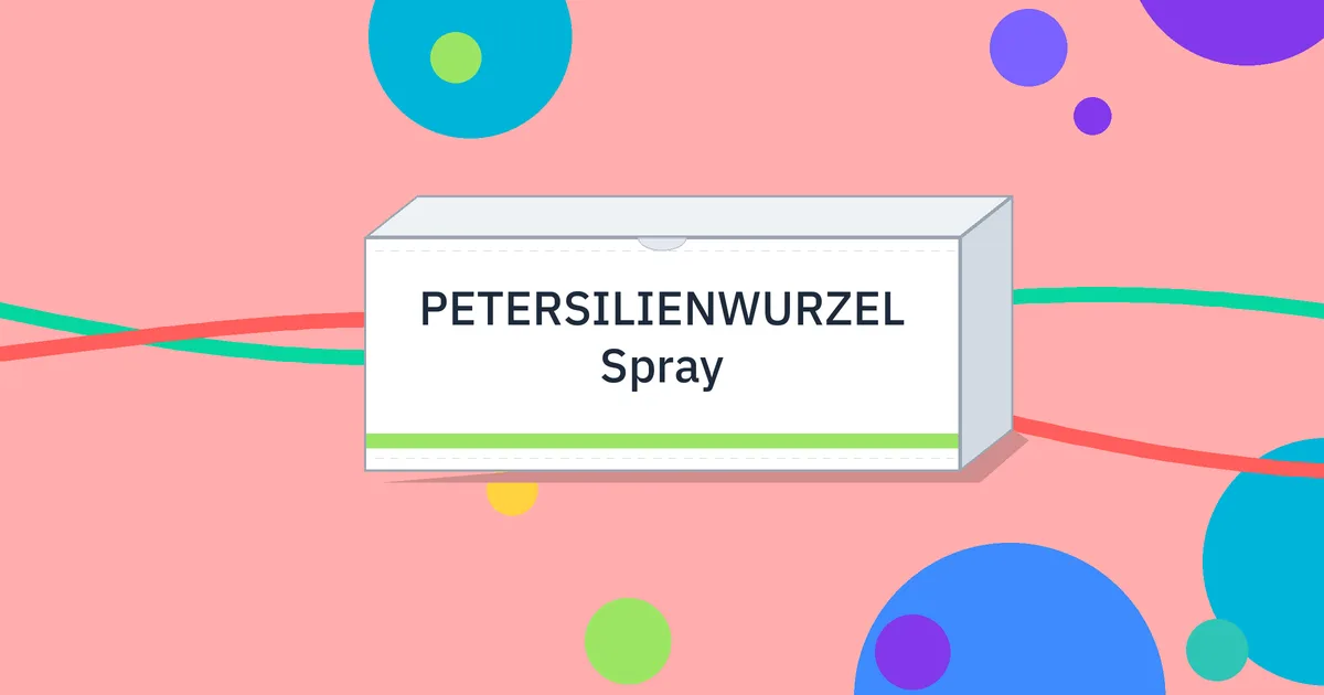 Symbolbild: Packung mit der Aufschrift PETERSILIENWURZEL Spray (PZN 11873955) – Verfügbarkeit und Bezug in Apotheken in Frankfurt am Main