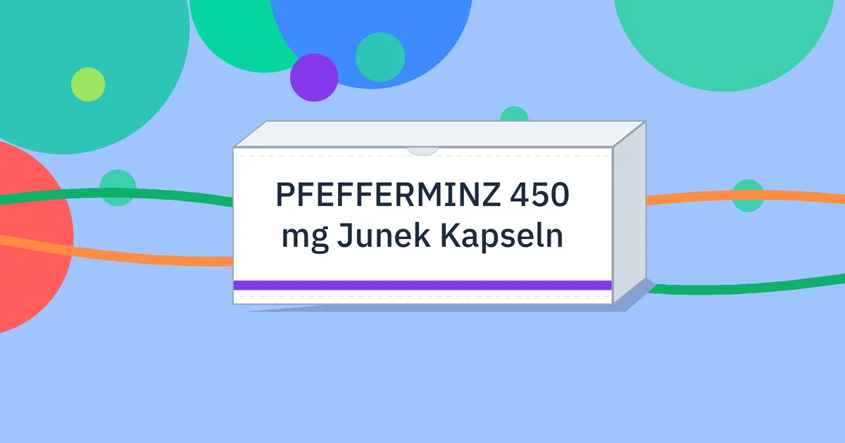 Symbolbild: Packung mit der Aufschrift PFEFFERMINZ 450 mg Junek Kapseln (PZN 10053084) – Verfügbarkeit und Bezug in Apotheken in Frankfurt am Main