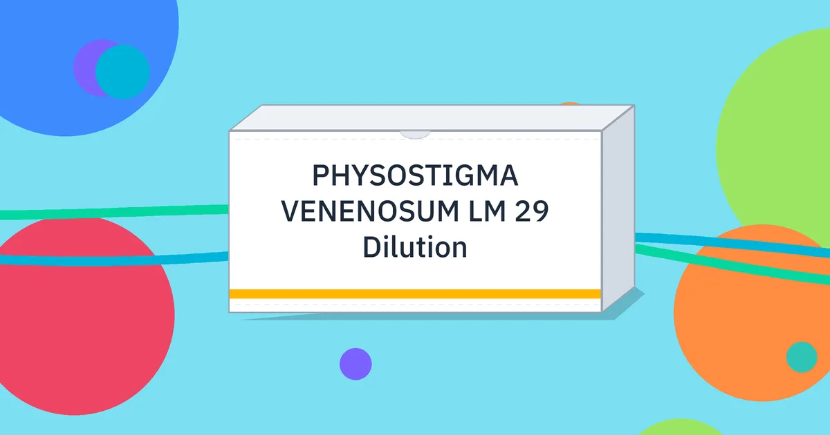 Symbolbild: Packung mit der Aufschrift PHYSOSTIGMA VENENOSUM LM 29 Dilution (PZN 13035543) – Verfügbarkeit und Bezug in Apotheken in Frankfurt am Main