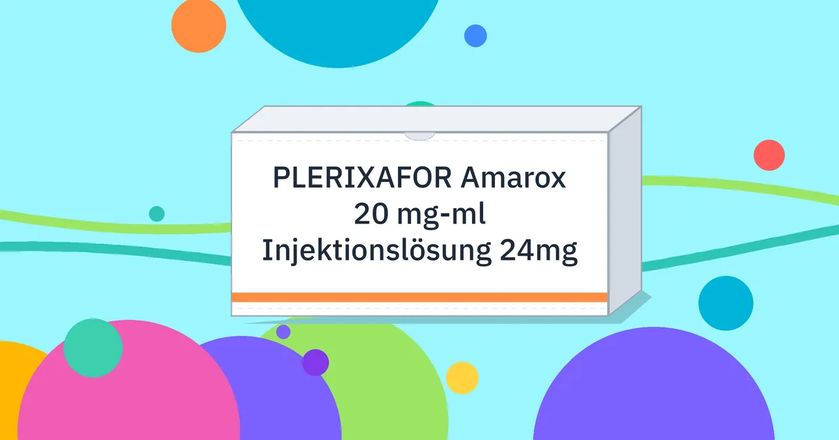 Symbolbild: Packung mit der Aufschrift PLERIXAFOR Amarox 20 mg-ml Injektionslösung 24mg (PZN 19112486) – Verfügbarkeit und Bezug in Apotheken in Frankfurt am Main