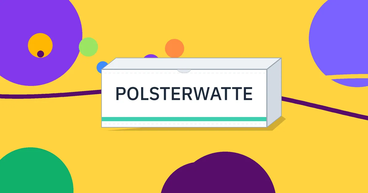 Symbolbild: Packung mit der Aufschrift POLSTERWATTE (PZN 01722149) – Verfügbarkeit und Bezug in Apotheken in Frankfurt am Main