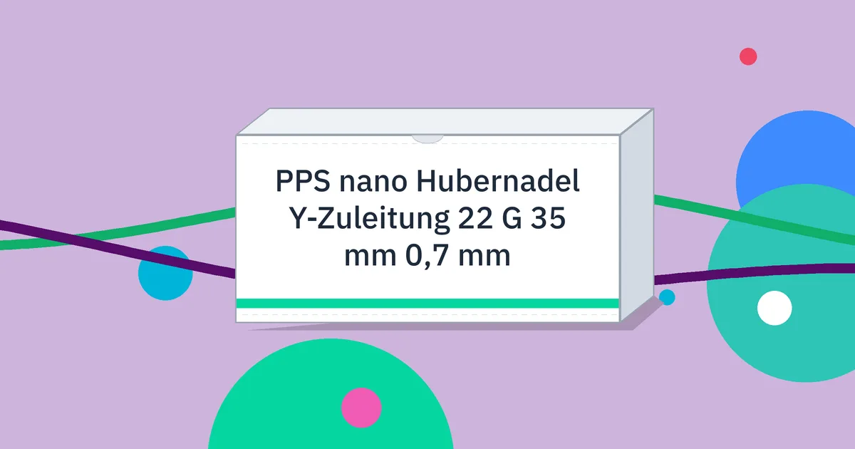 Symbolbild: Packung mit der Aufschrift PPS nano Hubernadel Y-Zuleitung 22 G 35 mm 0,7 mm (PZN 18195464) – Verfügbarkeit und Bezug in Apotheken in Frankfurt am Main