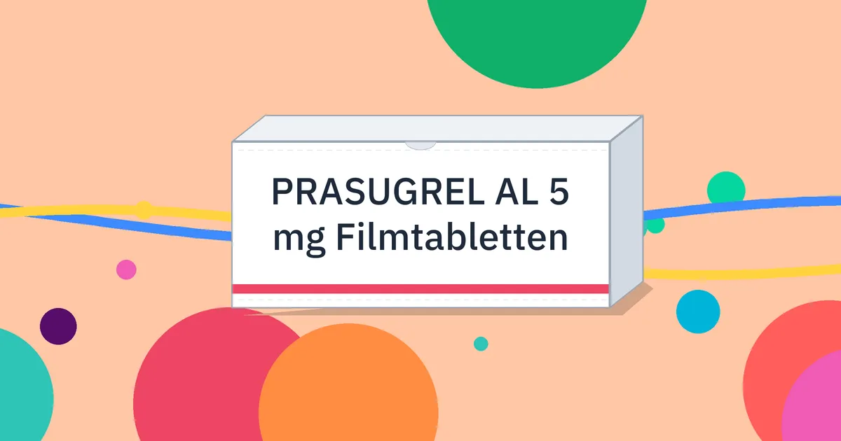Symbolbild: Packung mit der Aufschrift PRASUGREL AL 5 mg Filmtabletten (PZN 14286543) – Verfügbarkeit und Bezug in Apotheken in Frankfurt am Main