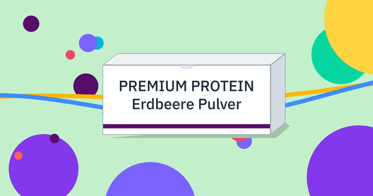 Symbolbild: Packung mit der Aufschrift PREMIUM PROTEIN Erdbeere Pulver (PZN 12458709) – Verfügbarkeit und Bezug in Apotheken in Frankfurt am Main