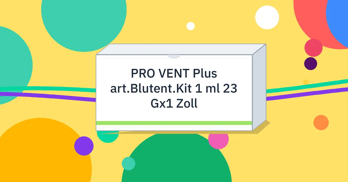 Symbolbild: Packung mit der Aufschrift PRO VENT Plus art.Blutent.Kit 1 ml 23 Gx1 Zoll (PZN 09218255) – Verfügbarkeit und Bezug in Apotheken in Frankfurt am Main