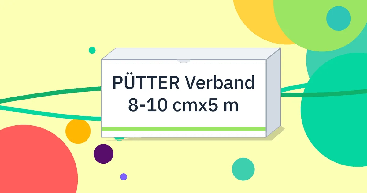 Symbolbild: Packung mit der Aufschrift PÜTTER Verband 8-10 cmx5 m (PZN 12476239) – Verfügbarkeit und Bezug in Apotheken in Frankfurt am Main
