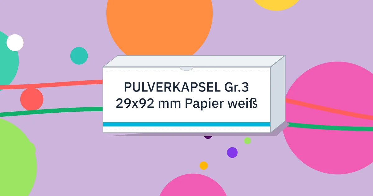 Symbolbild: Packung mit der Aufschrift PULVERKAPSEL Gr.3 29x92 mm Papier weiß (PZN 18015002) – Verfügbarkeit und Bezug in Apotheken in Frankfurt am Main