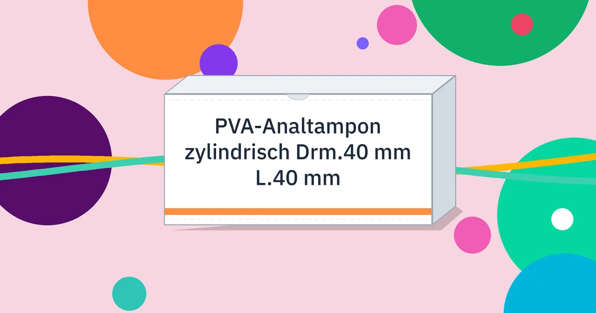Symbolbild: Packung mit der Aufschrift PVA-Analtampon zylindrisch Drm.40 mm L.40 mm (PZN 18831262) – Verfügbarkeit und Bezug in Apotheken in Frankfurt am Main