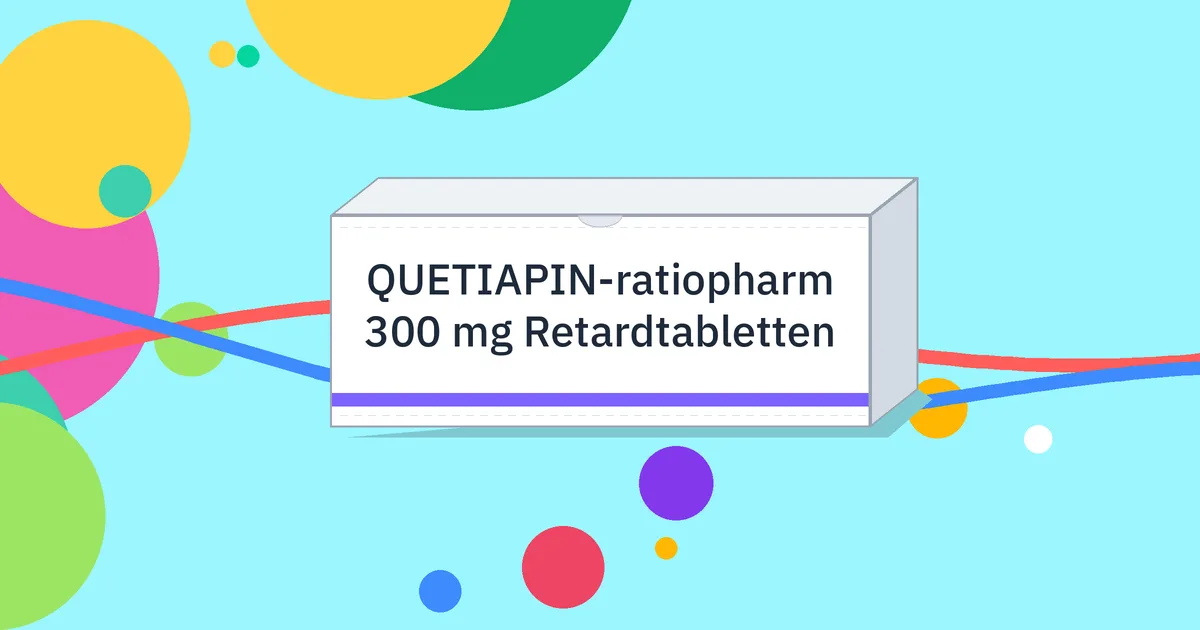 Symbolbild: Packung mit der Aufschrift QUETIAPIN-ratiopharm 300 mg Retardtabletten (PZN 18042298) – Verfügbarkeit und Bezug in Apotheken in Frankfurt am Main