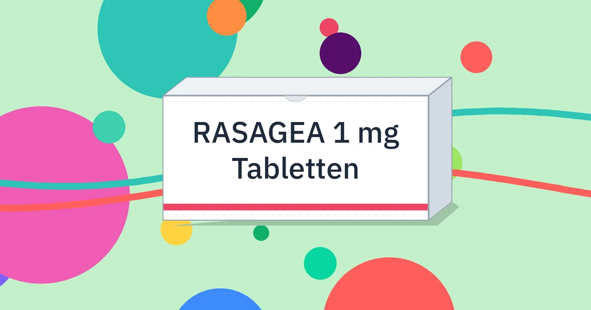 Symbolbild: Packung mit der Aufschrift RASAGEA 1 mg Tabletten (PZN 11130898) – Verfügbarkeit und Bezug in Apotheken in Frankfurt am Main