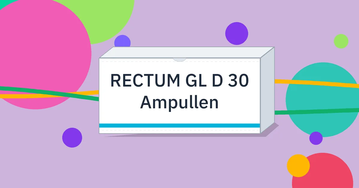 Symbolbild: Packung mit der Aufschrift RECTUM GL D 30 Ampullen (PZN 02956180) – Verfügbarkeit und Bezug in Apotheken in Frankfurt am Main