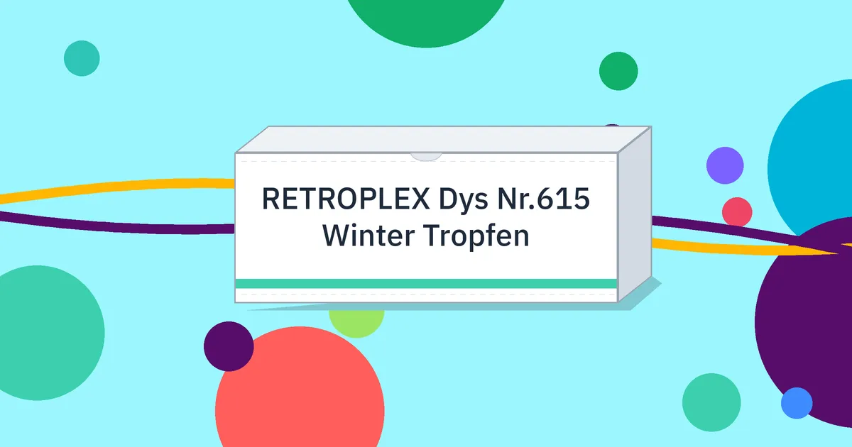 Symbolbild: Packung mit der Aufschrift RETROPLEX Dys Nr.615 Winter Tropfen (PZN 18443005) – Verfügbarkeit und Bezug in Apotheken in Frankfurt am Main