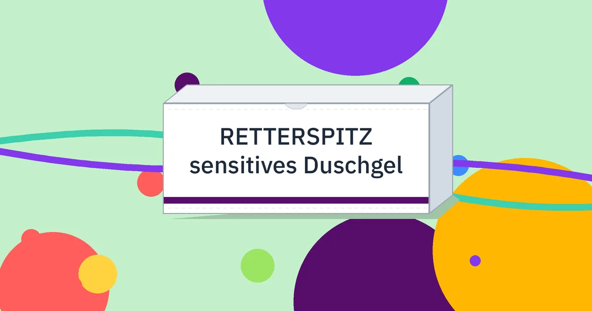 Symbolbild: Packung mit der Aufschrift RETTERSPITZ sensitives Duschgel (PZN 09684678) – Verfügbarkeit und Bezug in Apotheken in Frankfurt am Main