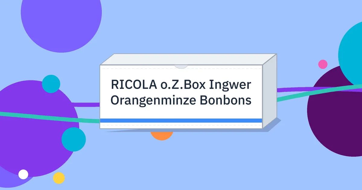 Symbolbild: Packung mit der Aufschrift RICOLA o.Z.Box Ingwer Orangenminze Bonbons (PZN 17518385) – Verfügbarkeit und Bezug in Apotheken in Frankfurt am Main