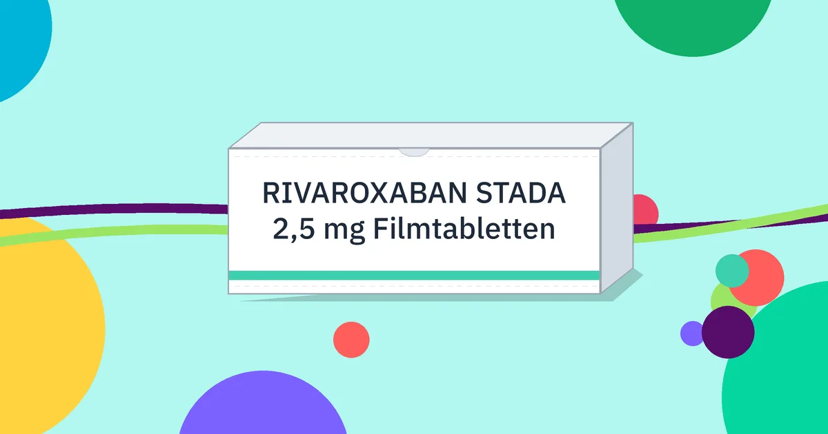 Symbolbild: Packung mit der Aufschrift RIVAROXABAN STADA 2,5 mg Filmtabletten (PZN 18358736) – Verfügbarkeit und Bezug in Apotheken in Frankfurt am Main