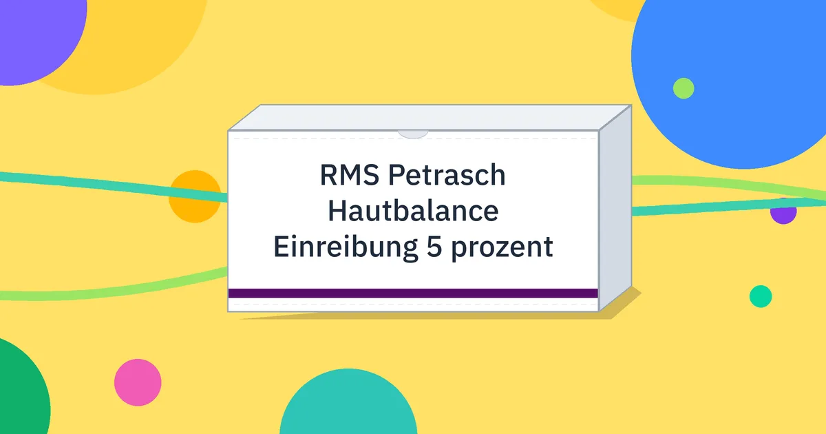 Symbolbild: Packung mit der Aufschrift RMS Petrasch Hautbalance Einreibung 5 prozent (PZN 05370345) – Verfügbarkeit und Bezug in Apotheken in Frankfurt am Main