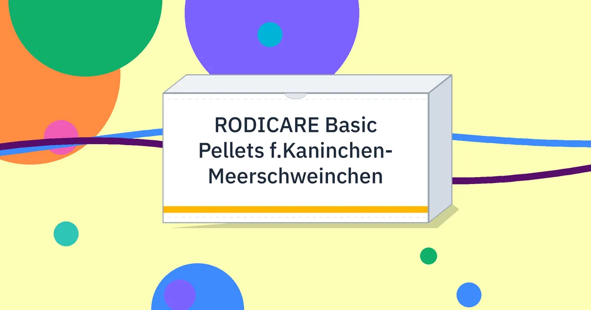 Symbolbild: Packung mit der Aufschrift RODICARE Basic Pellets f.Kaninchen-Meerschweinchen (PZN 14217329) – Verfügbarkeit und Bezug in Apotheken in Frankfurt am Main