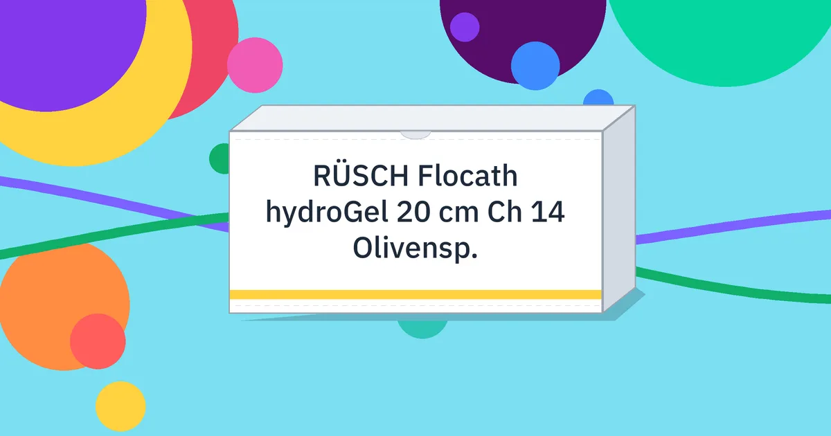 Symbolbild: Packung mit der Aufschrift RÜSCH Flocath hydroGel 20 cm Ch 14 Olivensp. (PZN 02163427) – Verfügbarkeit und Bezug in Apotheken in Frankfurt am Main