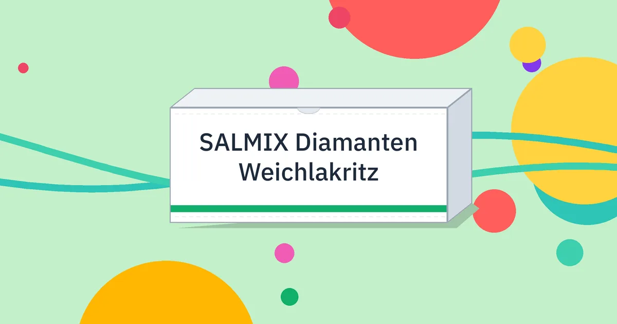 Symbolbild: Packung mit der Aufschrift SALMIX Diamanten Weichlakritz (PZN 17867890) – Verfügbarkeit und Bezug in Apotheken in Frankfurt am Main