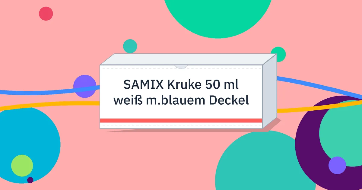 Symbolbild: Packung mit der Aufschrift SAMIX Kruke 50 ml weiß m.blauem Deckel (PZN 11480629) – Verfügbarkeit und Bezug in Apotheken in Frankfurt am Main