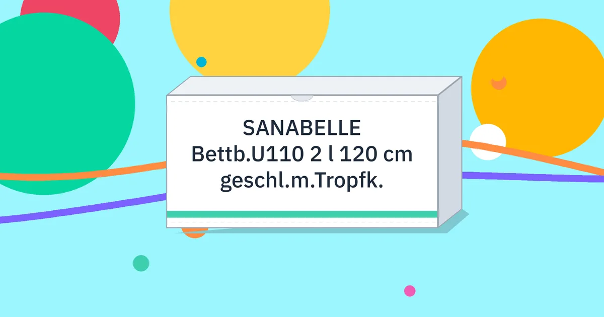 Symbolbild: Packung mit der Aufschrift SANABELLE Bettb.U110 2 l 120 cm geschl.m.Tropfk. (PZN 17992483) – Verfügbarkeit und Bezug in Apotheken in Frankfurt am Main