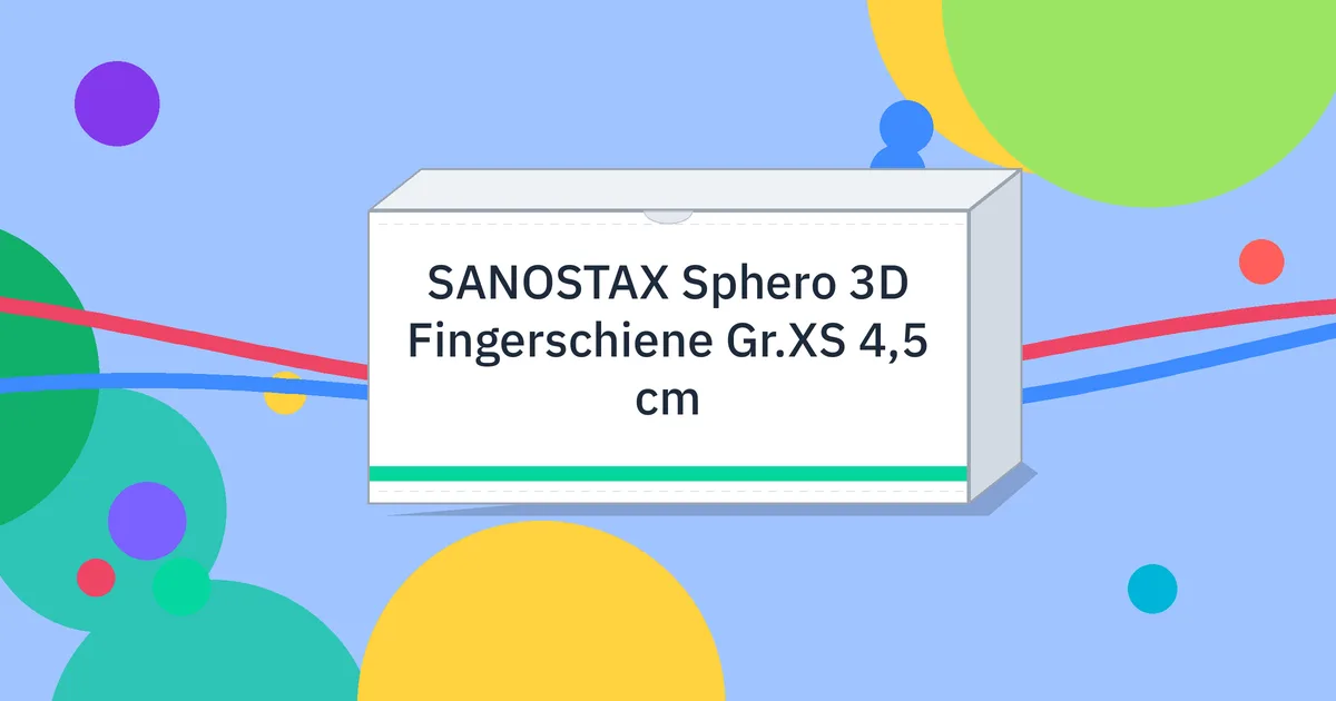 Symbolbild: Packung mit der Aufschrift SANOSTAX Sphero 3D Fingerschiene Gr.XS 4,5 cm (PZN 17416561) – Verfügbarkeit und Bezug in Apotheken in Frankfurt am Main