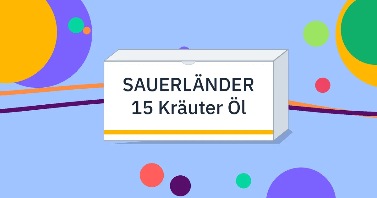 Symbolbild: Packung mit der Aufschrift SAUERLÄNDER 15 Kräuter Öl (PZN 01587757) – Verfügbarkeit und Bezug in Apotheken in Frankfurt am Main
